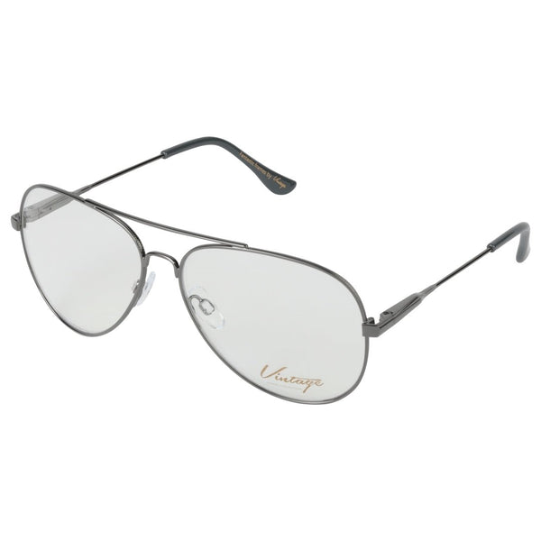 Vintage Silver Gun Metal Frame Poly Carbonate Clear Lens Full Rim ...